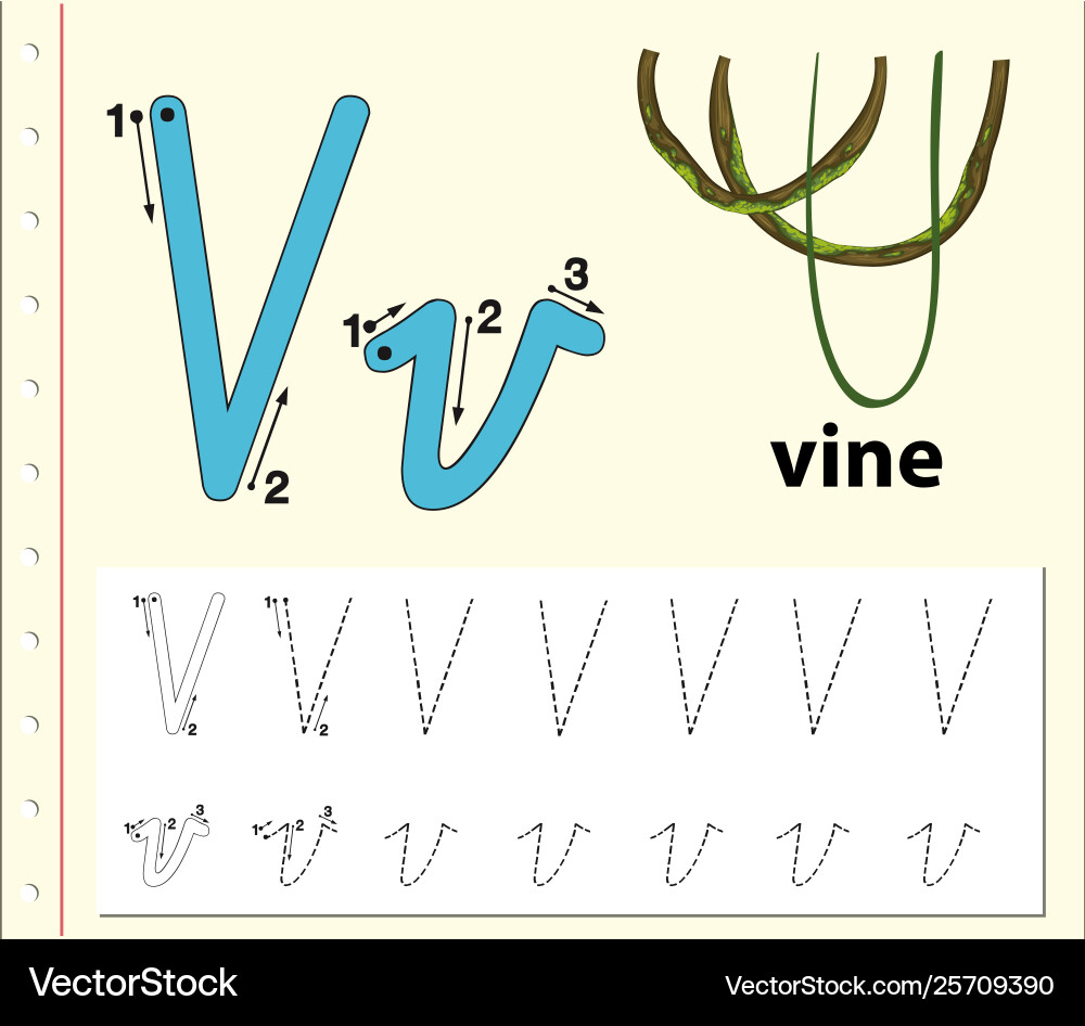 Trace letter v Royalty Free Vector Image - VectorStock