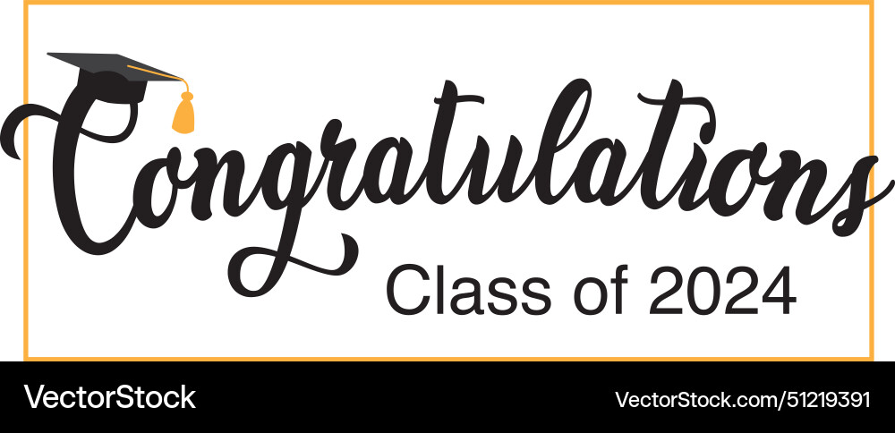 Congratulations class of 2024 greeting sign Vector Image