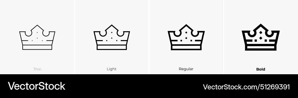 Crown icon thin light regular and bold style Vector Image