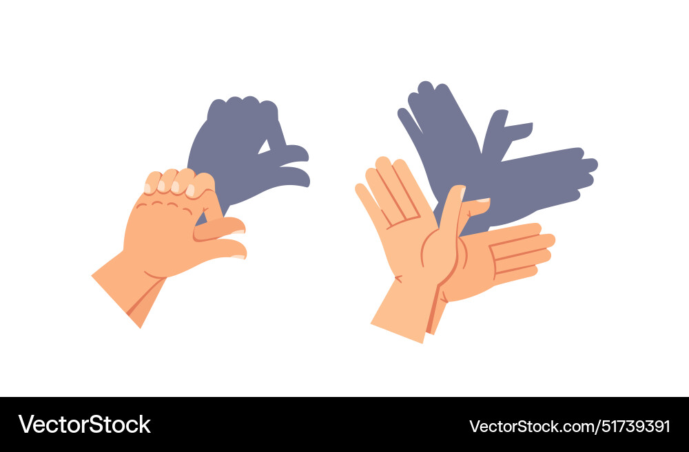 Hands creating animal shapes Royalty Free Vector Image