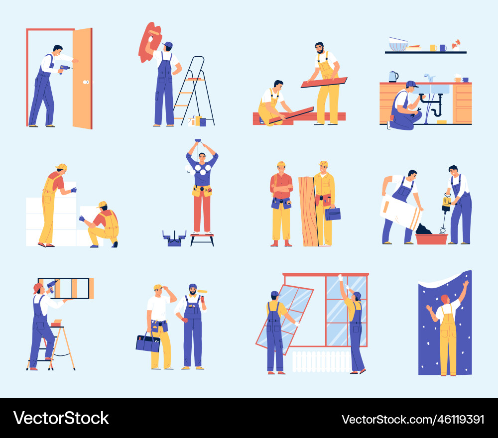 Home renovation set Royalty Free Vector Image - VectorStock