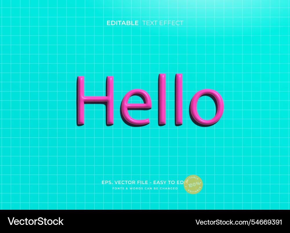 Inflate editable text effect 3d purple style Vector Image