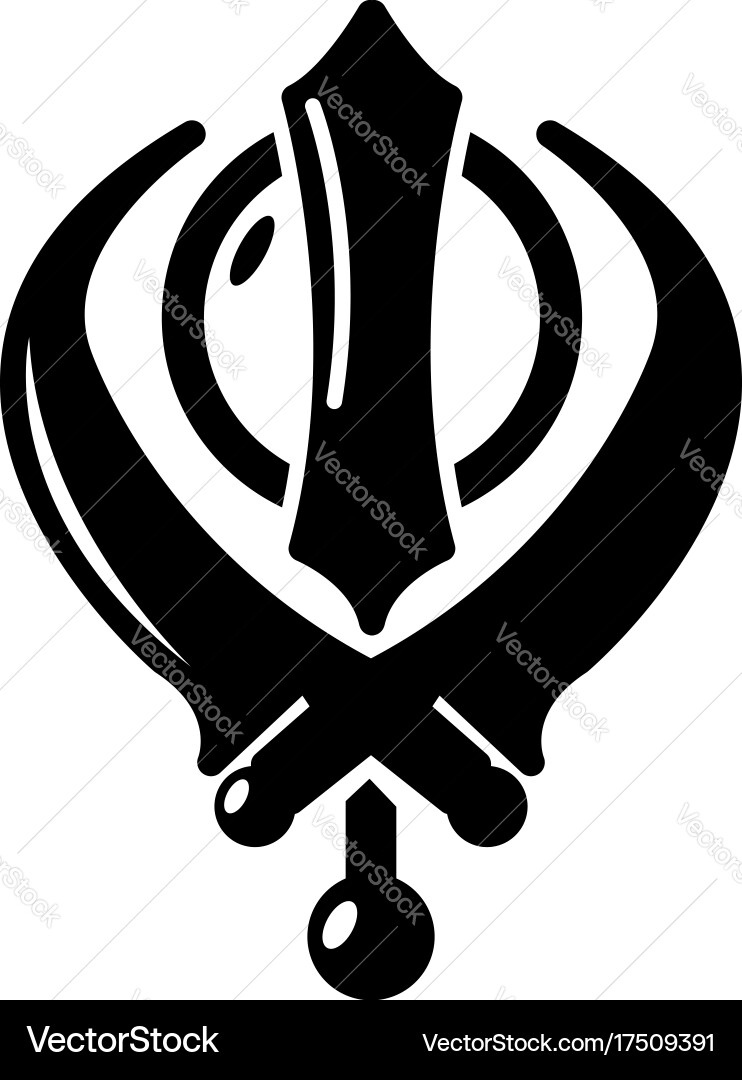 Khanda symbol sikhism religion icon simple style Vector Image