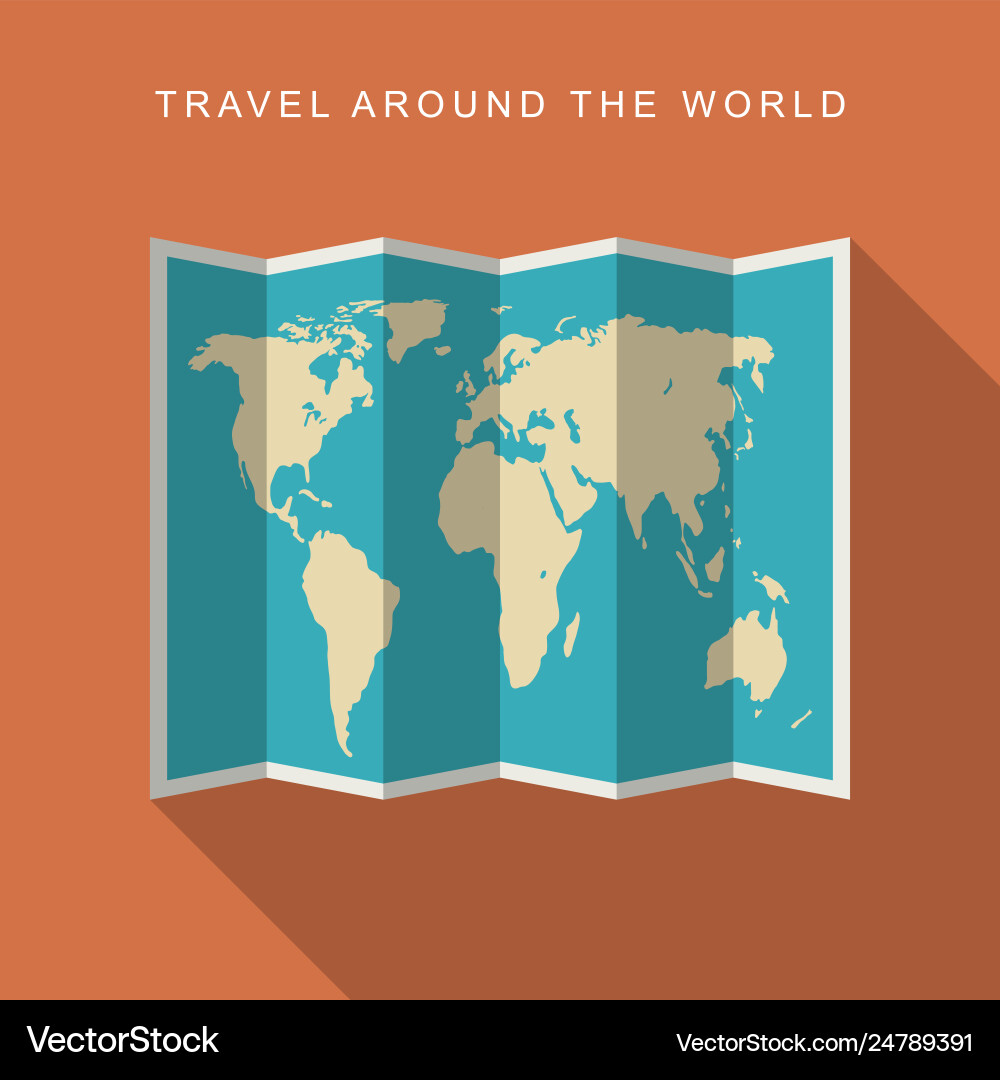 World Map Flat Icon Globe Sign Icon. World Map Geography Symbol.