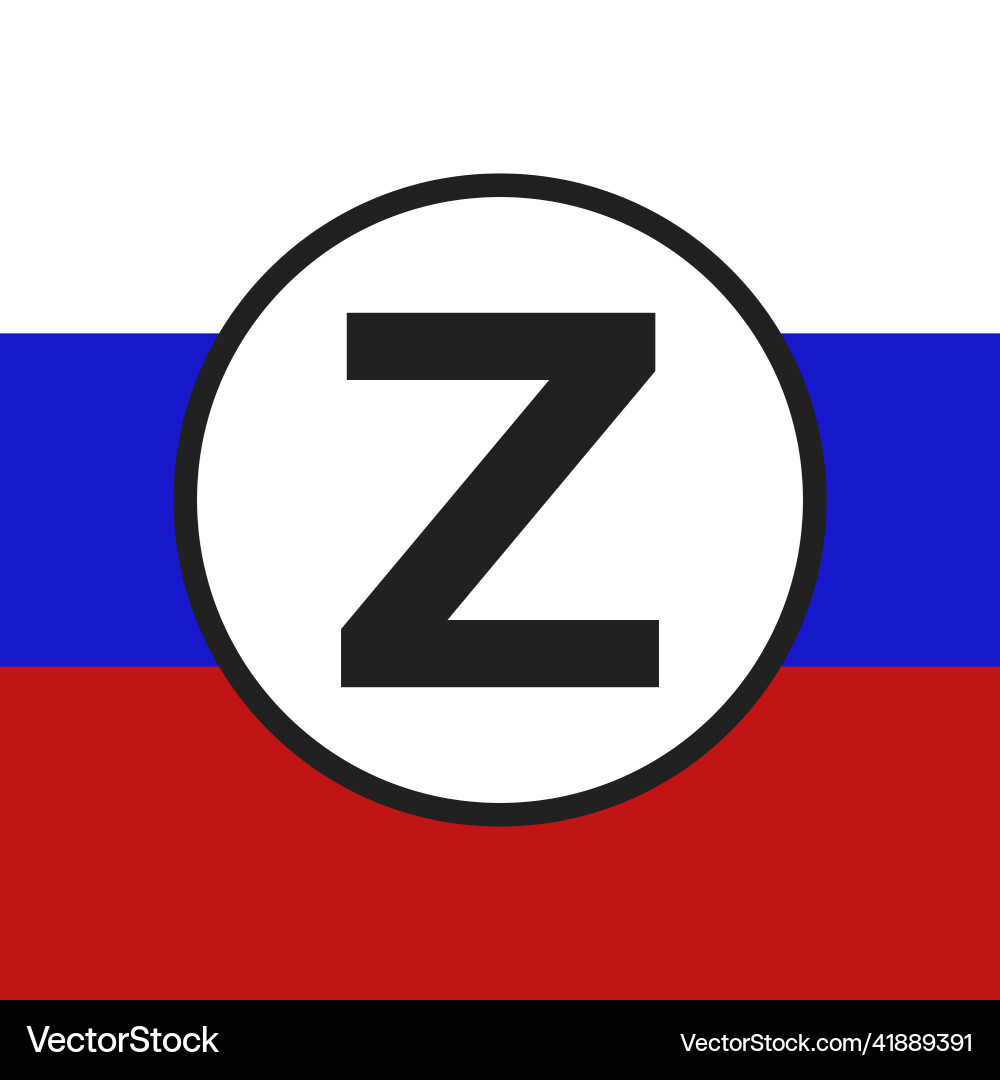 Russia flag with letter z Royalty Free Vector Image