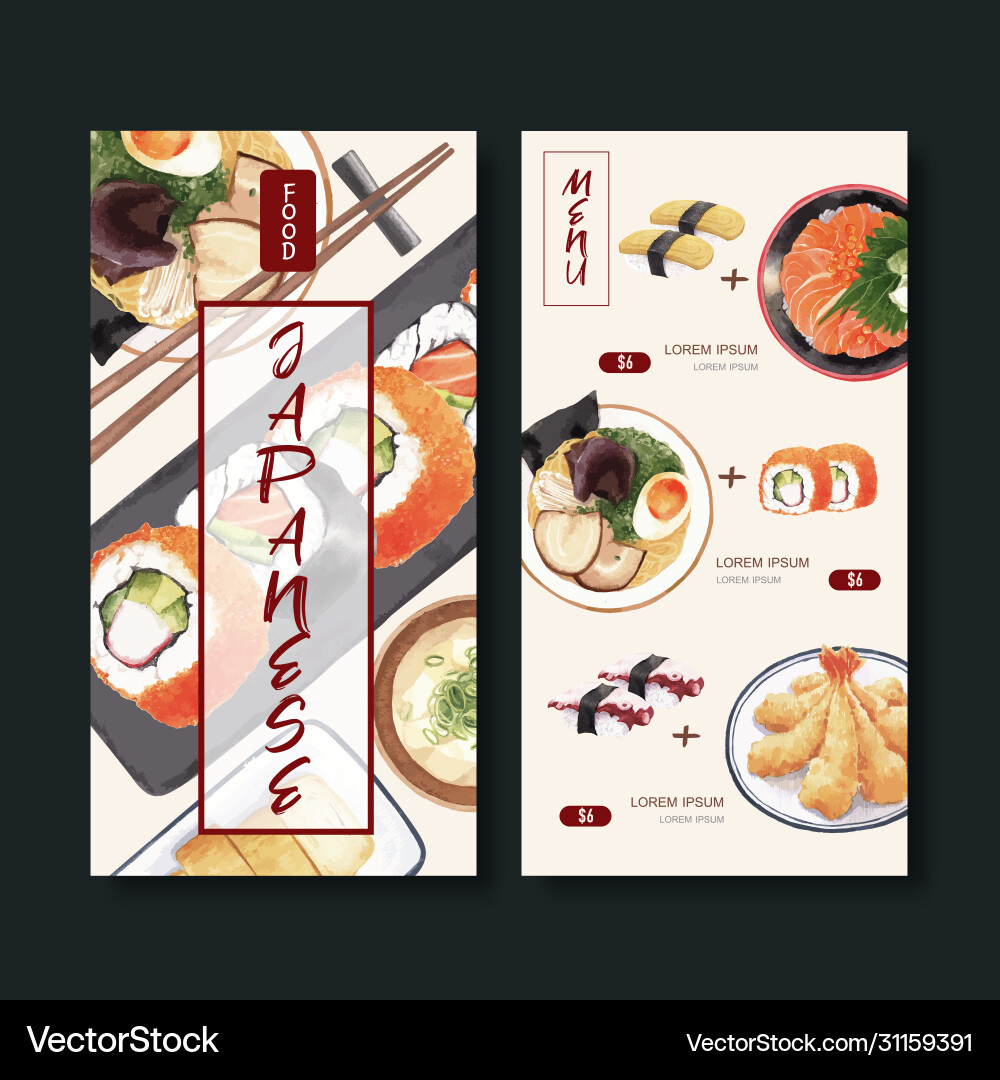 Sushi-Set Menü für Restaurant Design Template Vektorbild