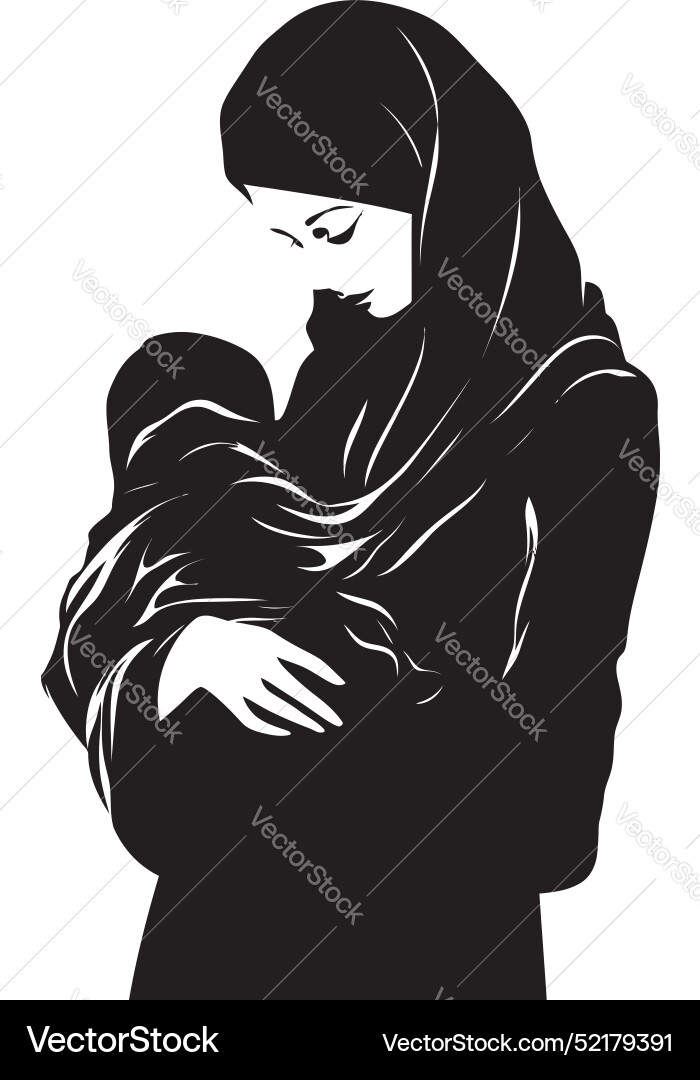 Veiled virtue hijab mom with infant logo modest Vector Image