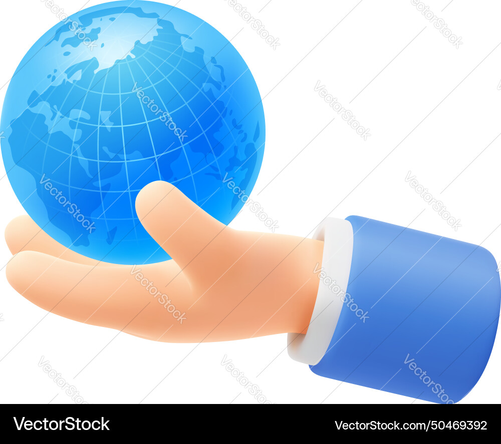 3d hand holding globe Royalty Free Vector Image