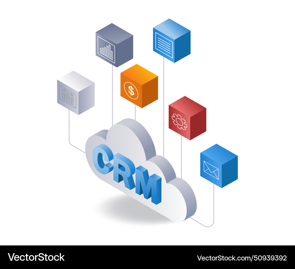 Business with crm system flat isometric 3d Vector Image