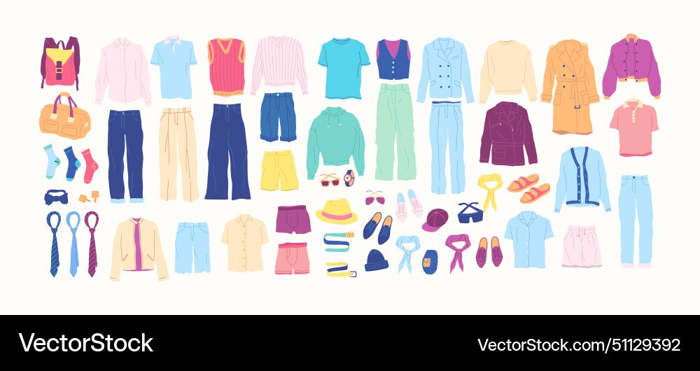 Cartoon clothes male different types set Vector Image