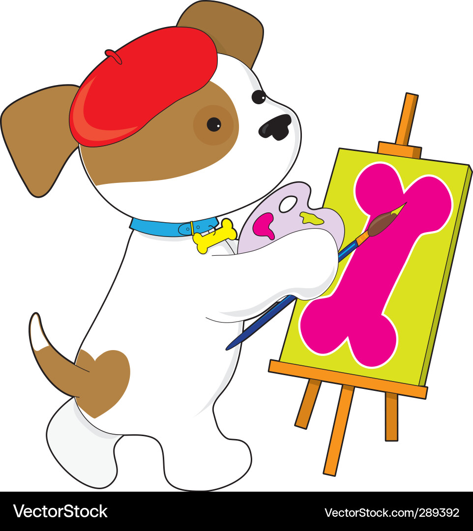 Cute puppy artist Royalty Free Vector Image - VectorStock