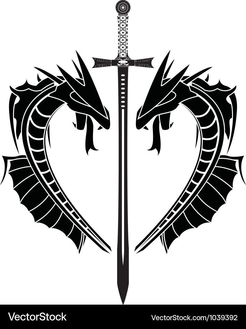 Dragons and sword Royalty Free Vector Image - VectorStock