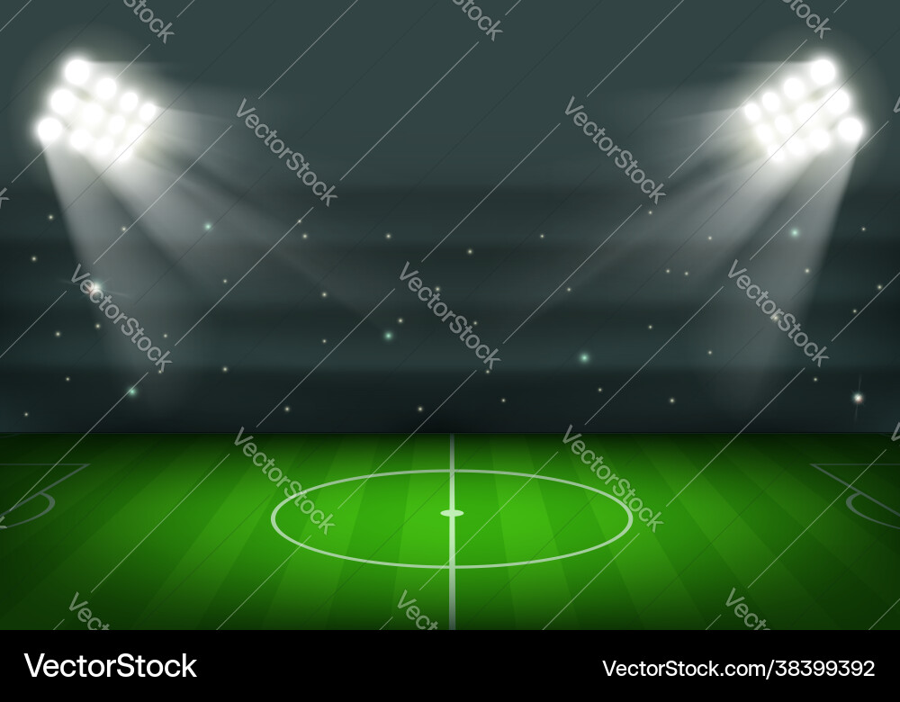 Empty football field with green grass Royalty Free Vector