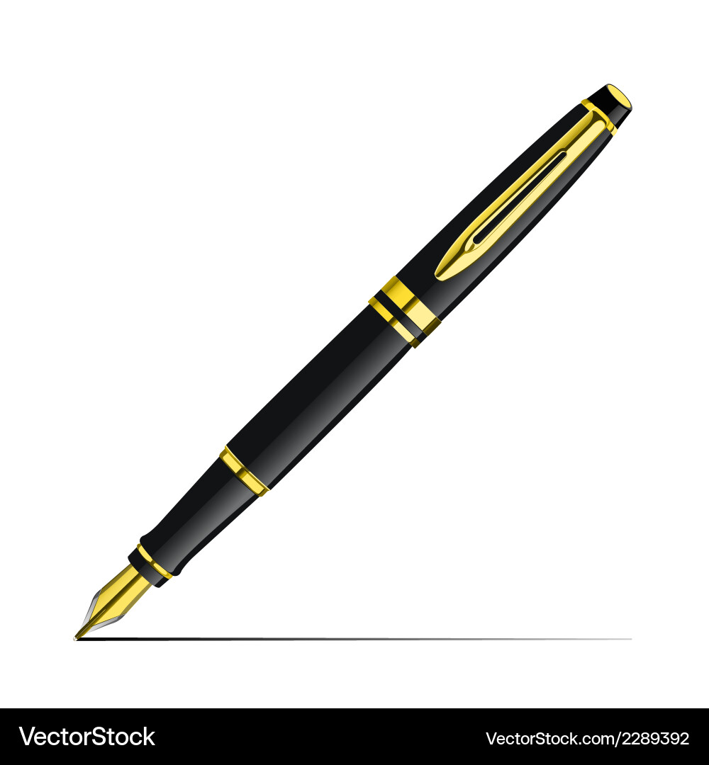 Golden fountain pen Royalty Free Vector Image - VectorStock