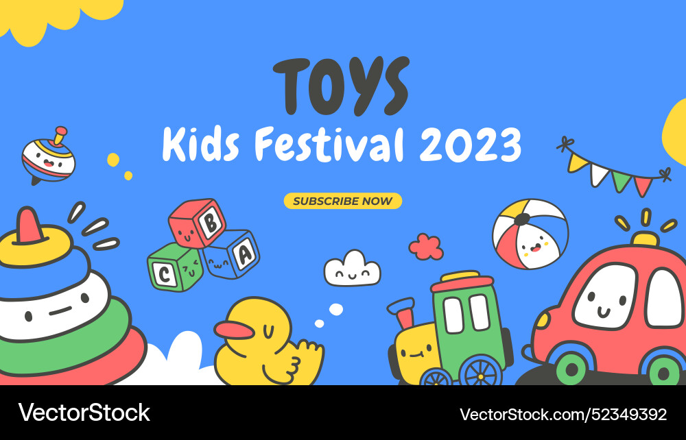 Hand drawn youtube thumbnail for kids Royalty Free Vector