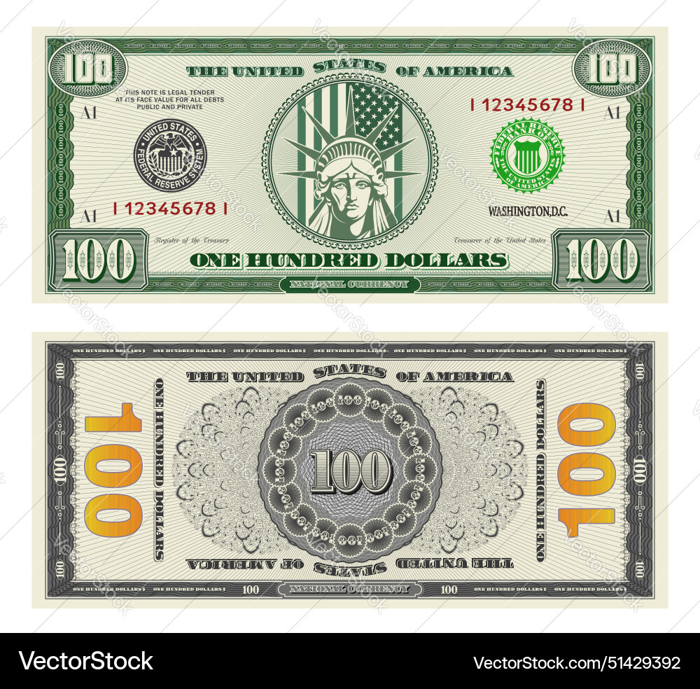 Highly detailed fictional beautiful 100 us dollar Vector Image