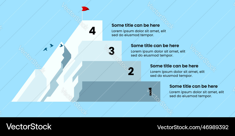 Infografik Vorlage Berg mit 4 Schritten Lizenzfreier Vektor