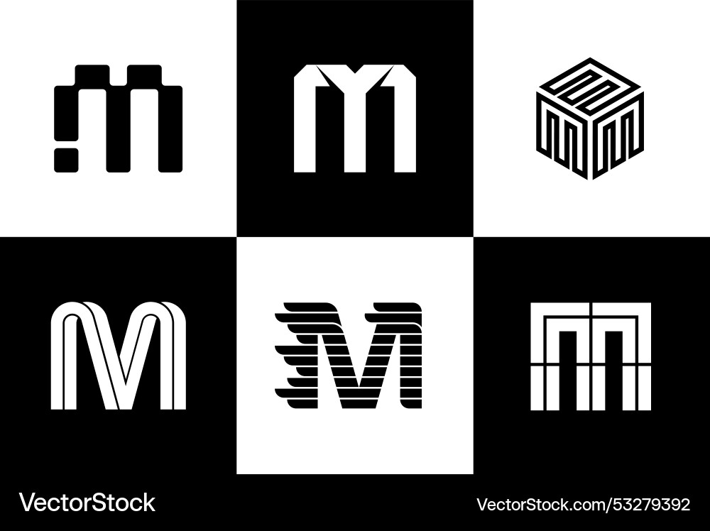 Letter m fonts and logo design Royalty Free Vector Image