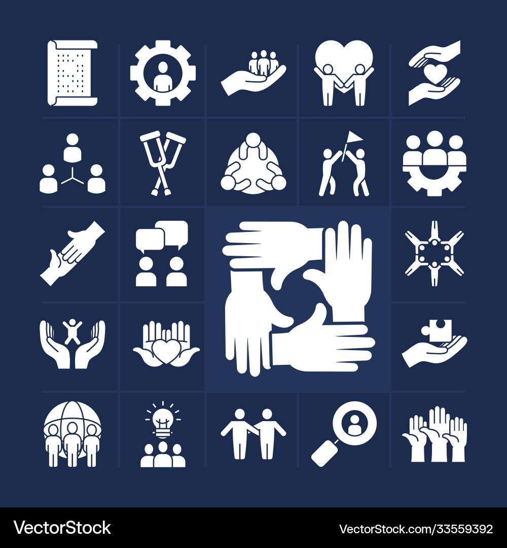 Pictograph people and inclusion icon set Vector Image