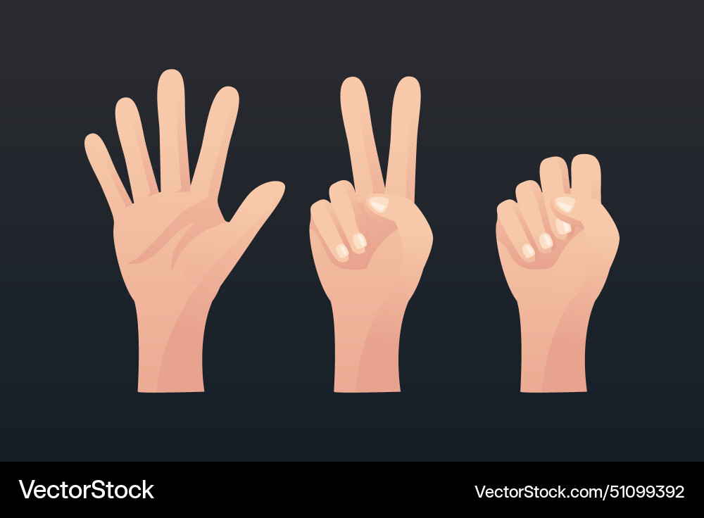 Rock scissors paper hand gesture Royalty Free Vector Image