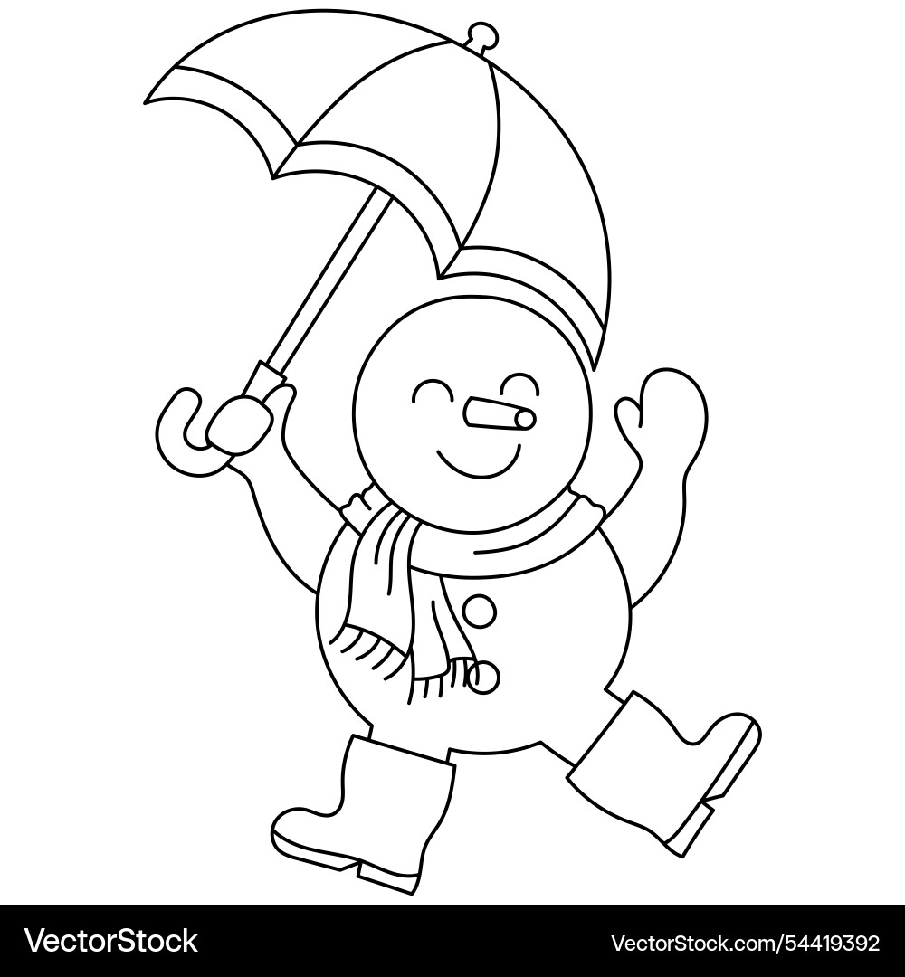 Snowman with scarf wearing rain boots Royalty Free Vector