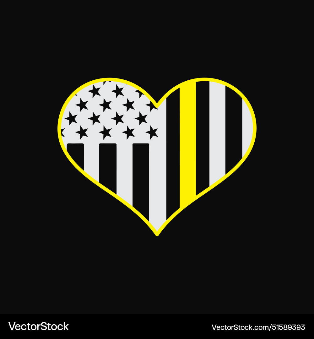 911 operator dispatcher thin yellow line heart Vector Image