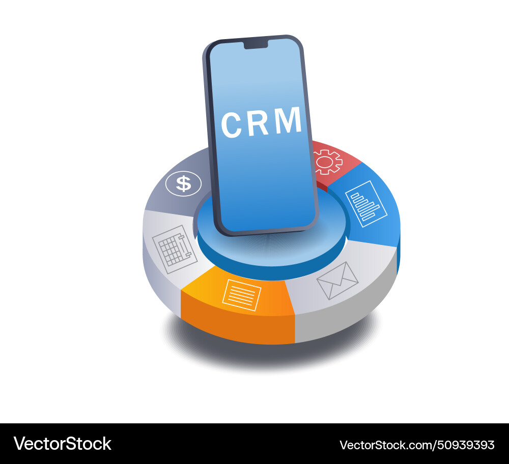 Crm smartphone business development system flat Vector Image Crm smartphone business development system flat Vector Image