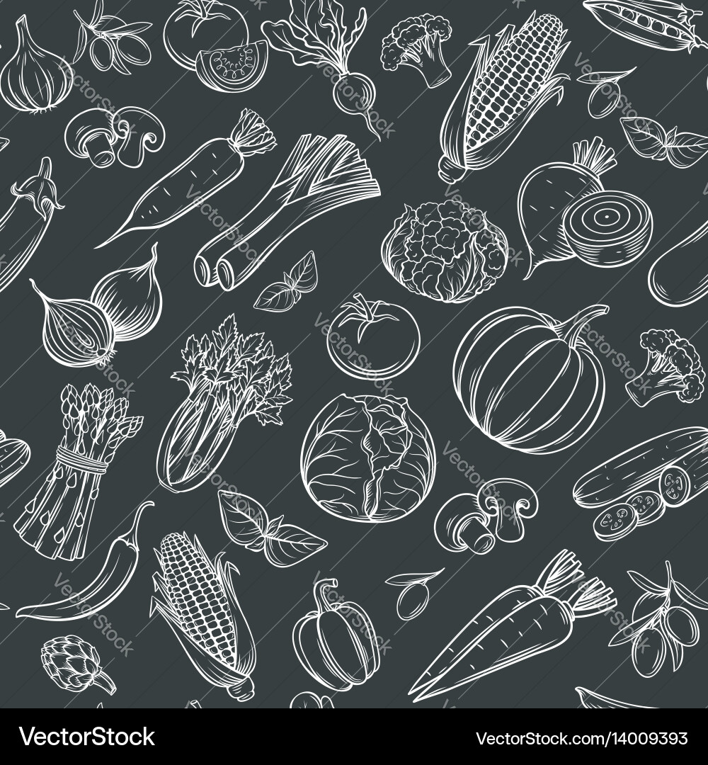 Hand Drawn Vegetable Pattern Royalty Free Vector Image