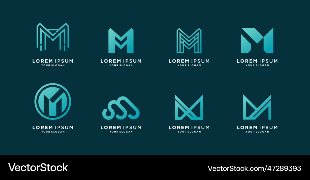 M logo collection with modern creative style Vector Image