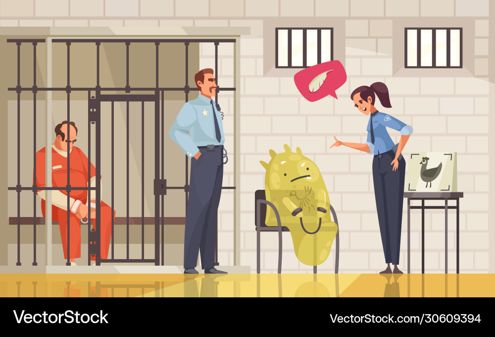 Alien in prison composition Royalty Free Vector Image