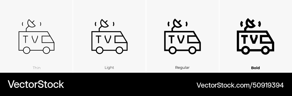 Broadcast icon thin light regular and bold style Vector Image
