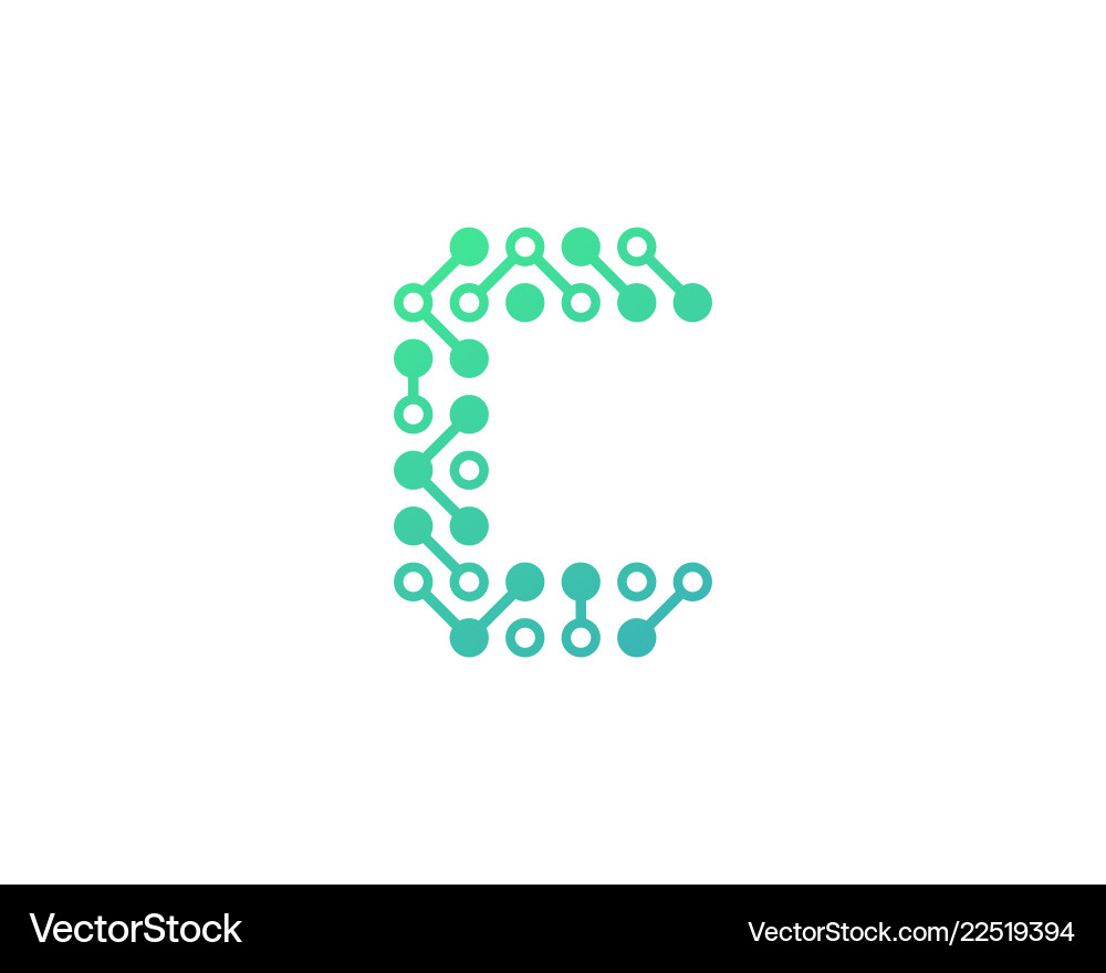 C circuit digital letter and number logo icon Vector Image
