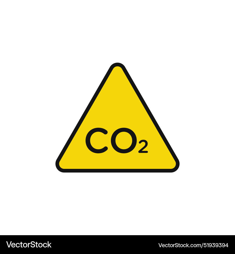 Co2 triangle warning icon logo sign outline Vector Image