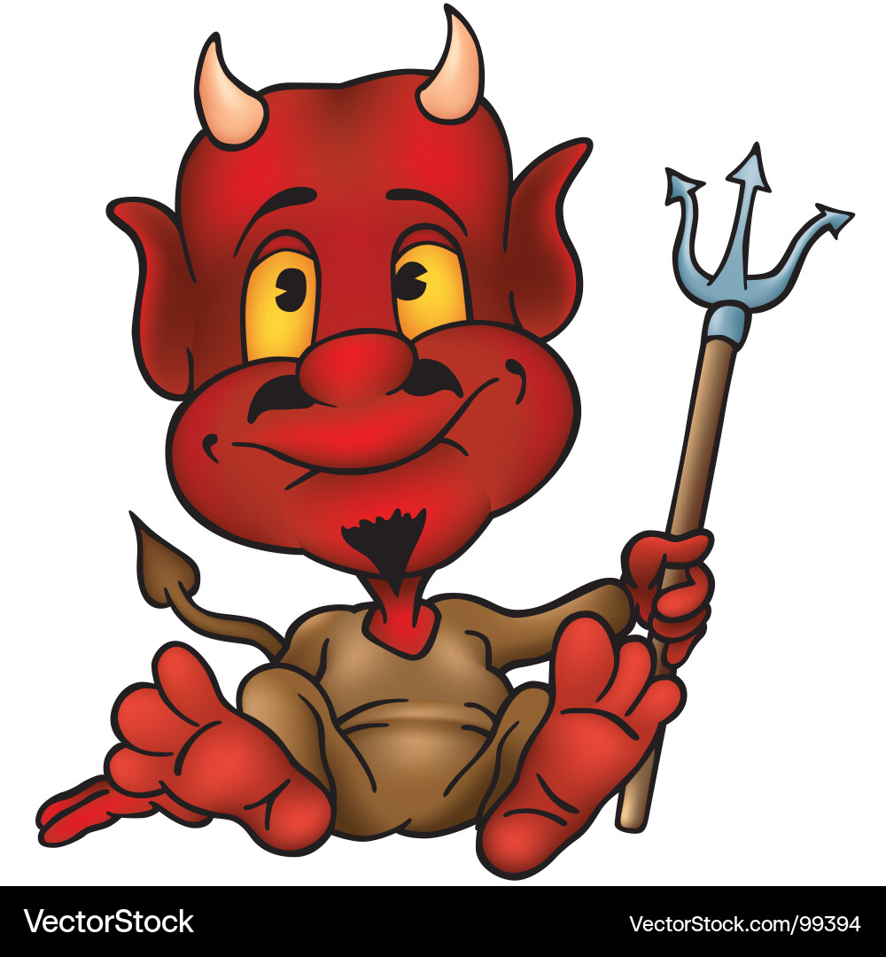 Red Devil with Trident Royalty Free Vector Image