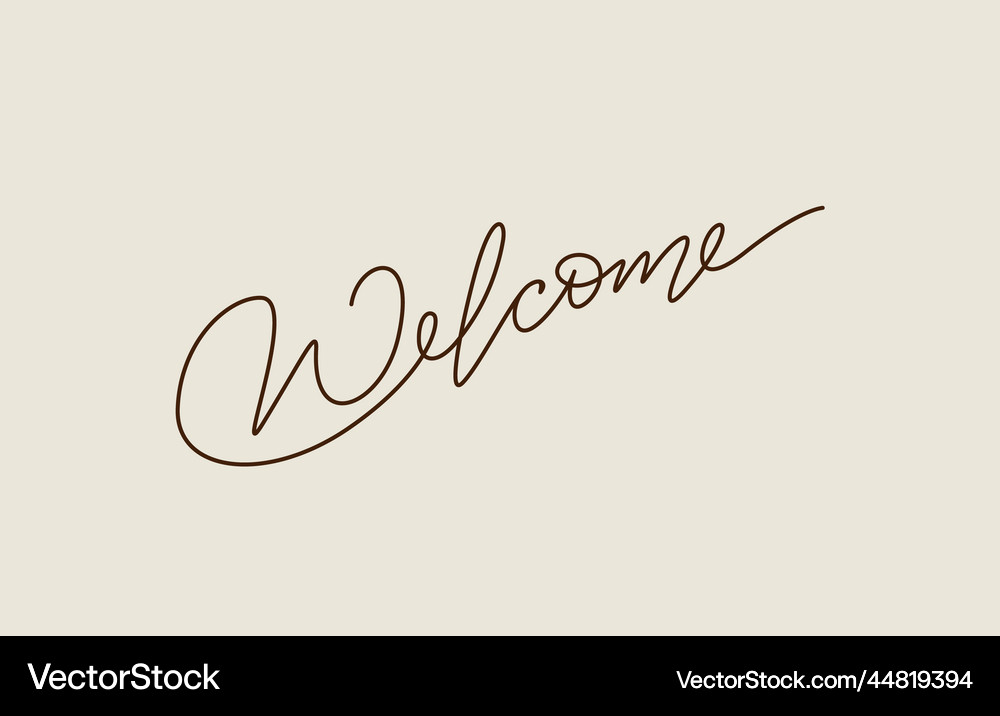 Welcome word lettering design in continuous line Vector Image