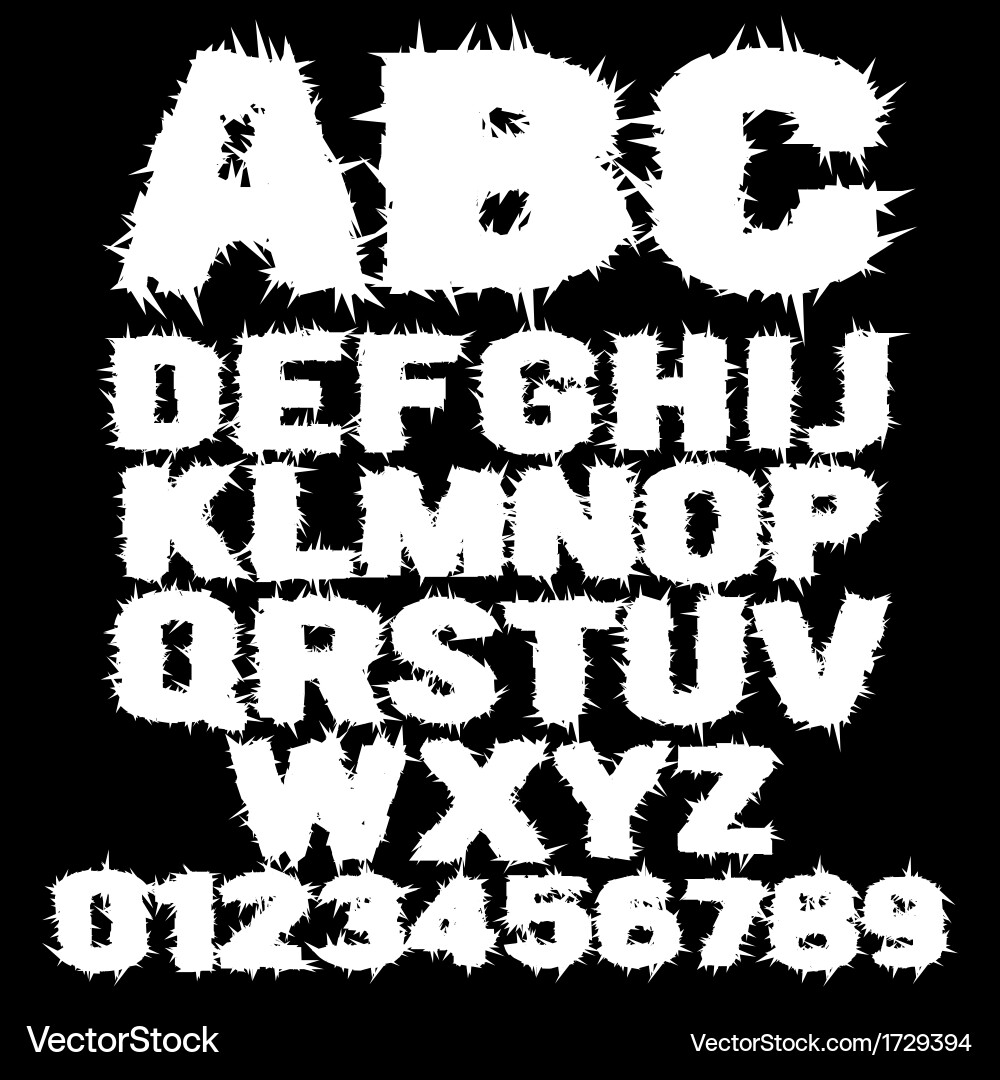 White studded scary alphabet Royalty Free Vector Image