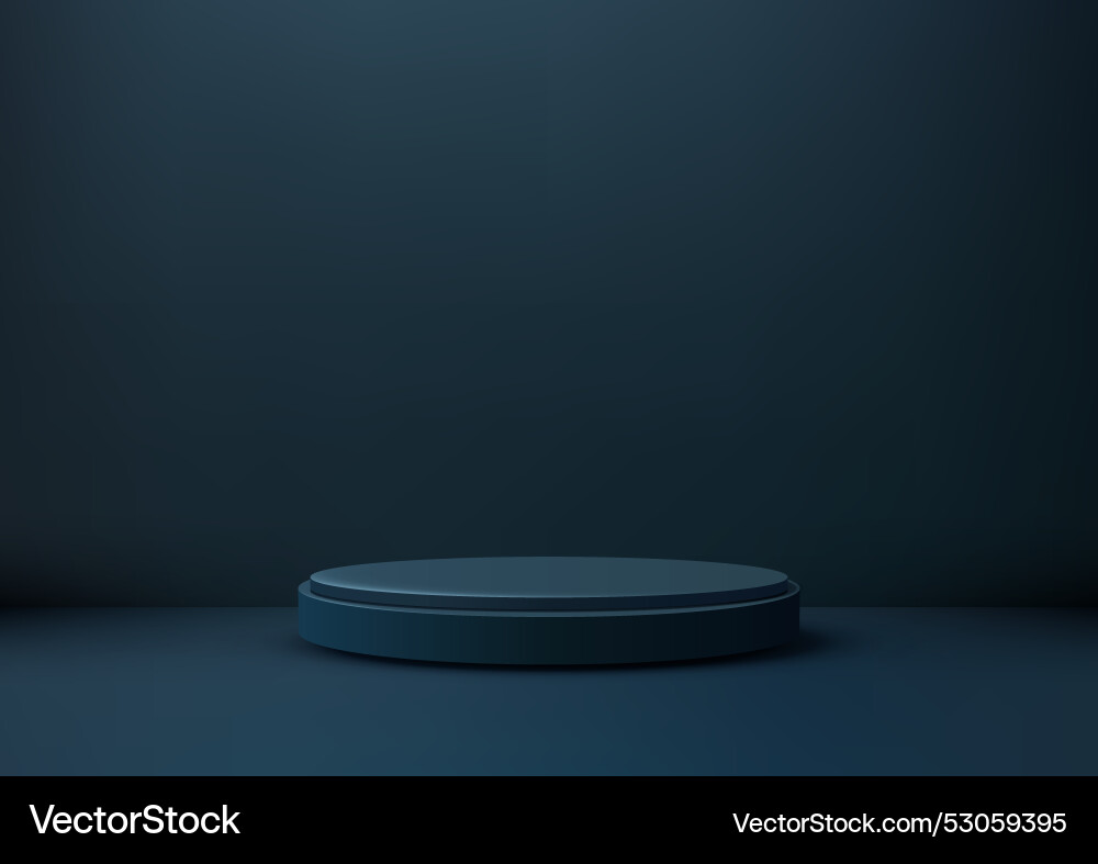 3d blue circular podium in dark tones for modern Vector Image