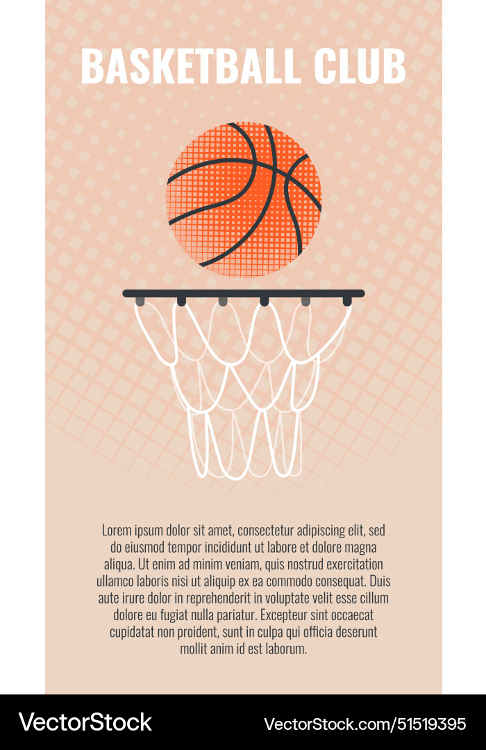 Basketball background design with ball and hoop Vector Image