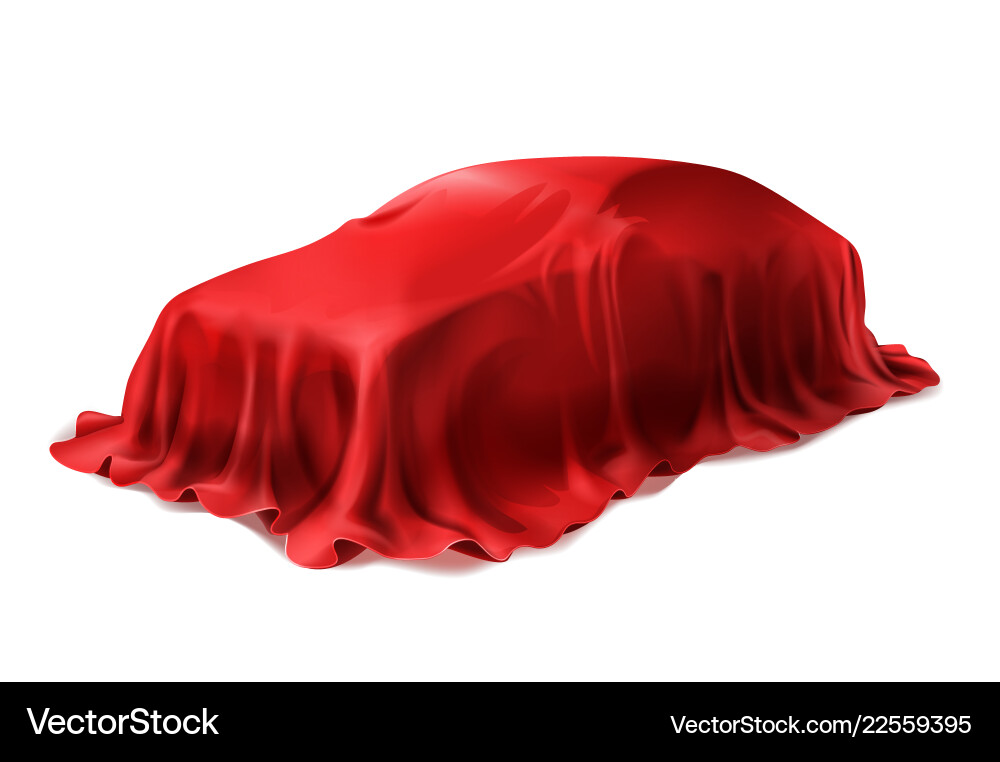 Car covered with red silk cloth Royalty Free Vector Image