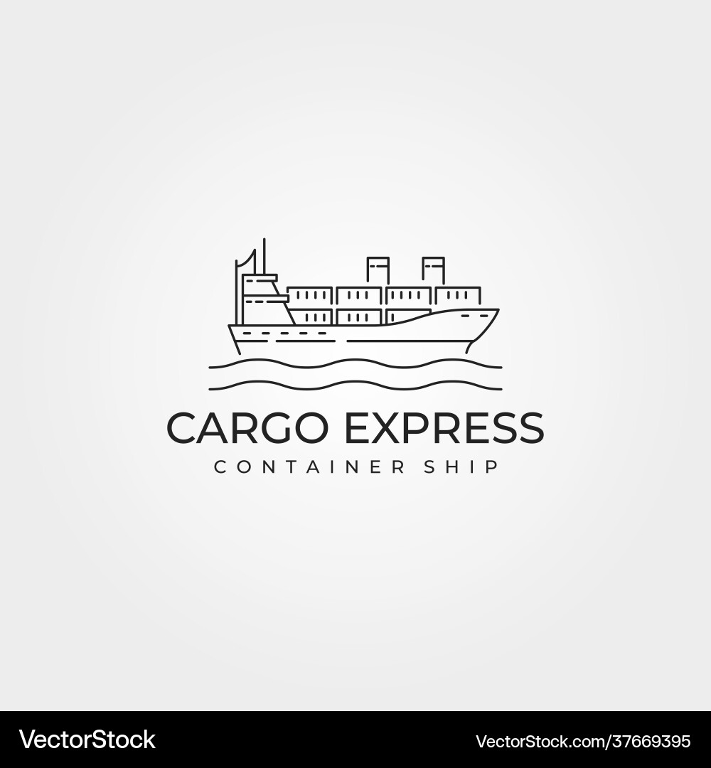 Cargo ship container logo line art design Vector Image