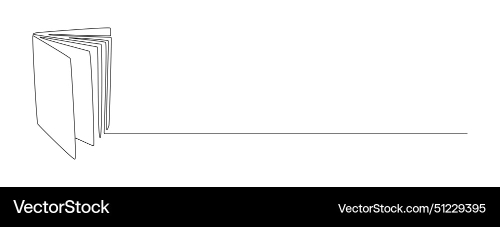 Continuous one line drawing of open book with Vector Image