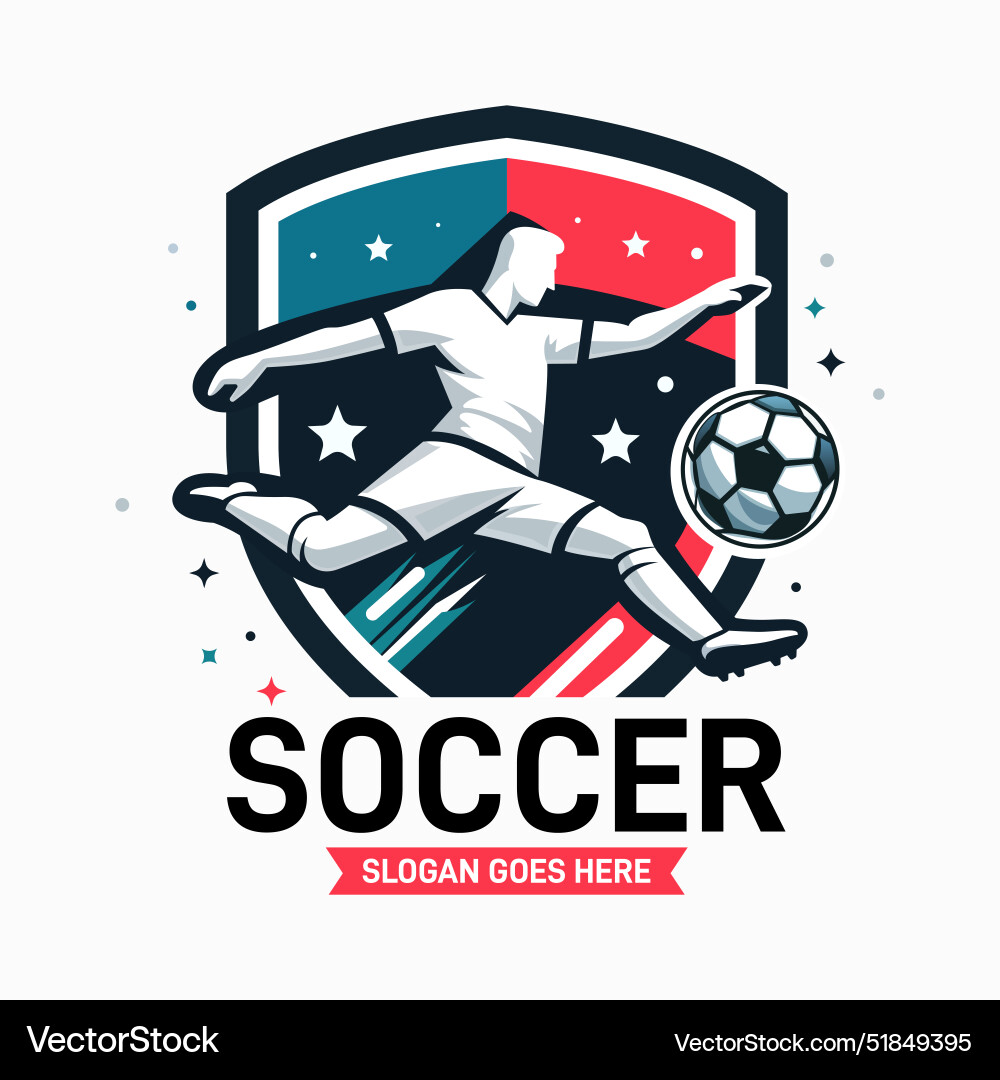 Hand drawn flat design soccer logo Royalty Free Vector Image