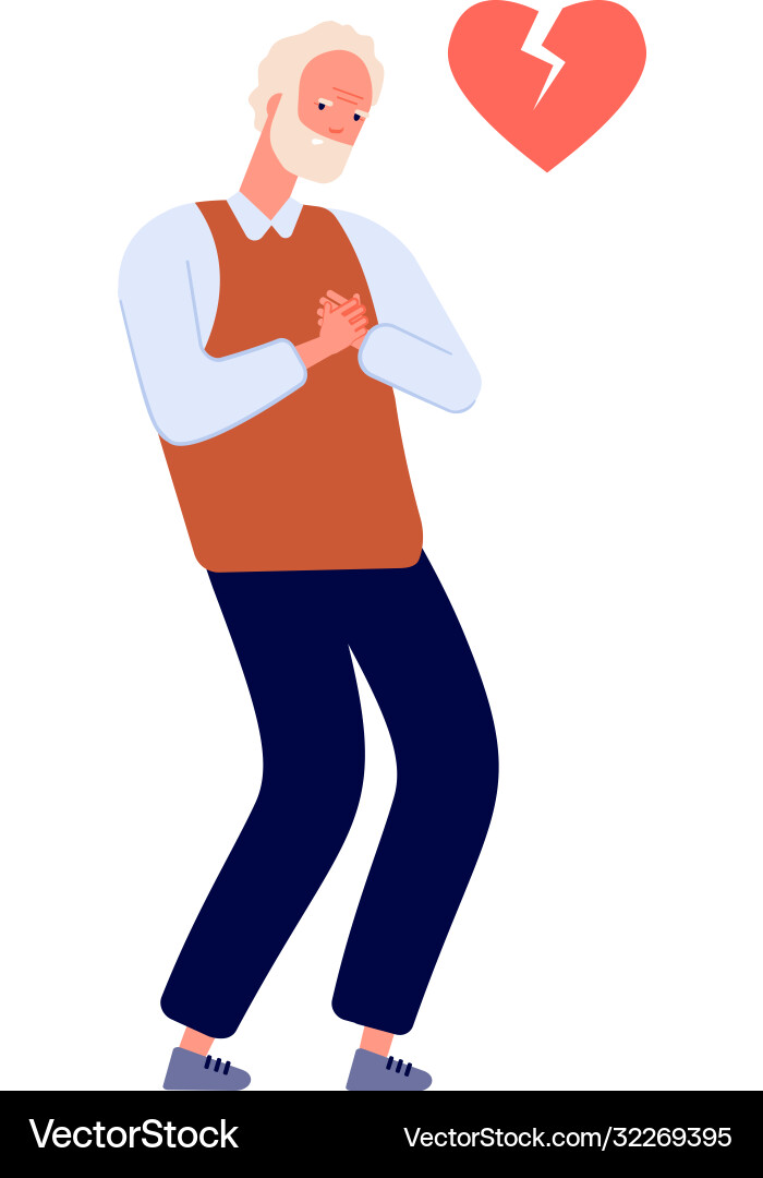 Heart Attack Senior Man - Chest Pain Royalty Free Vector