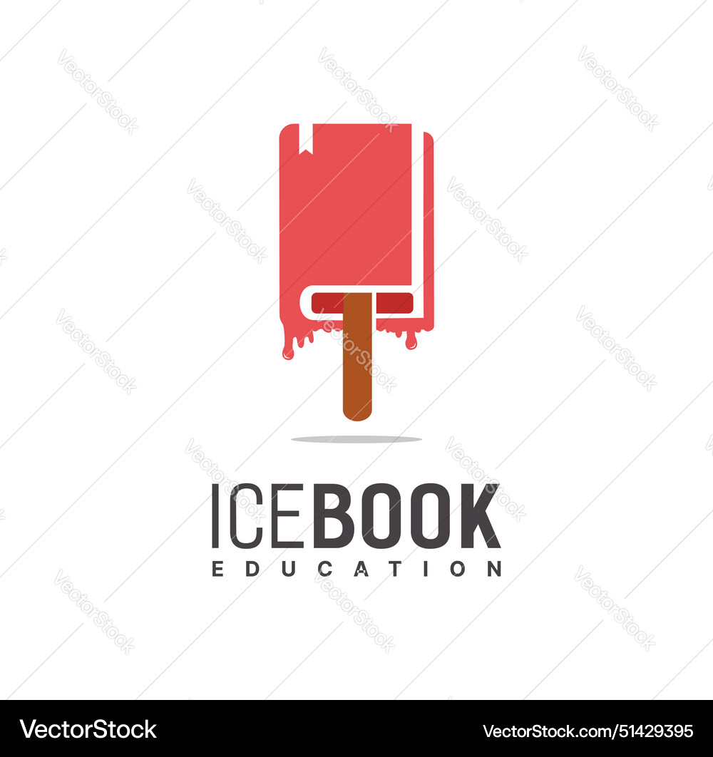 Ice cream book logo design template Royalty Free Vector
