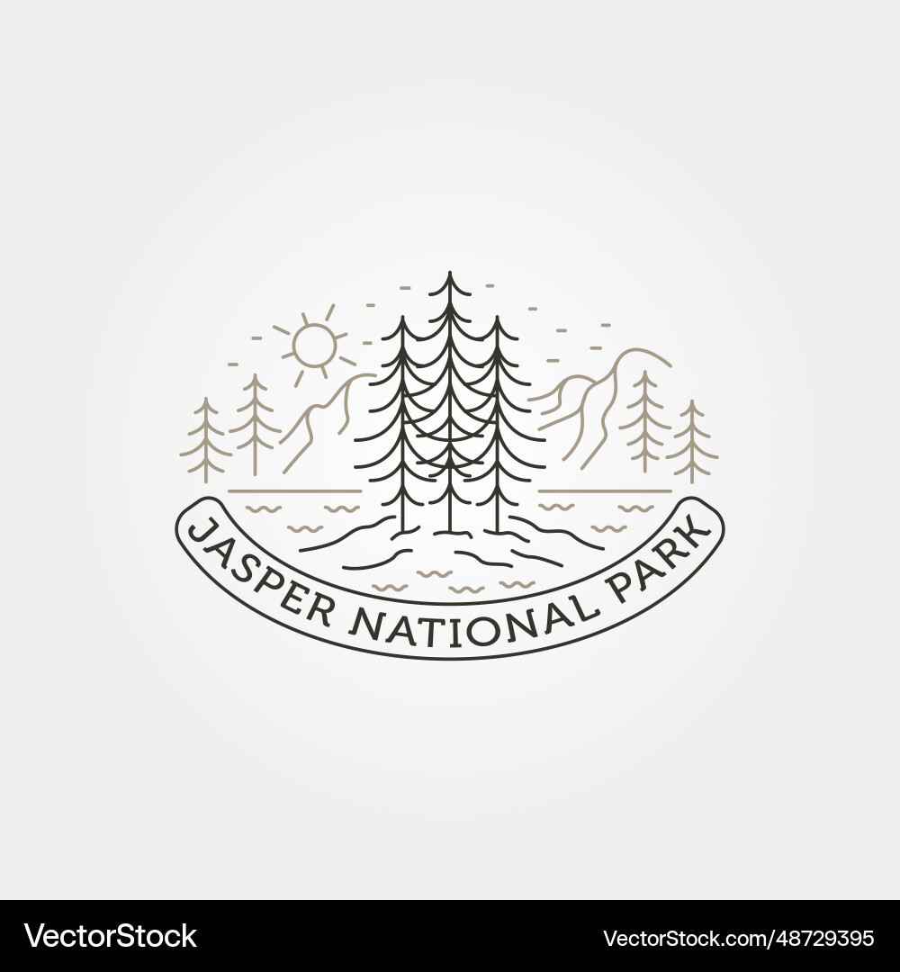 Jasper national park with pines logo symbol Vector Image