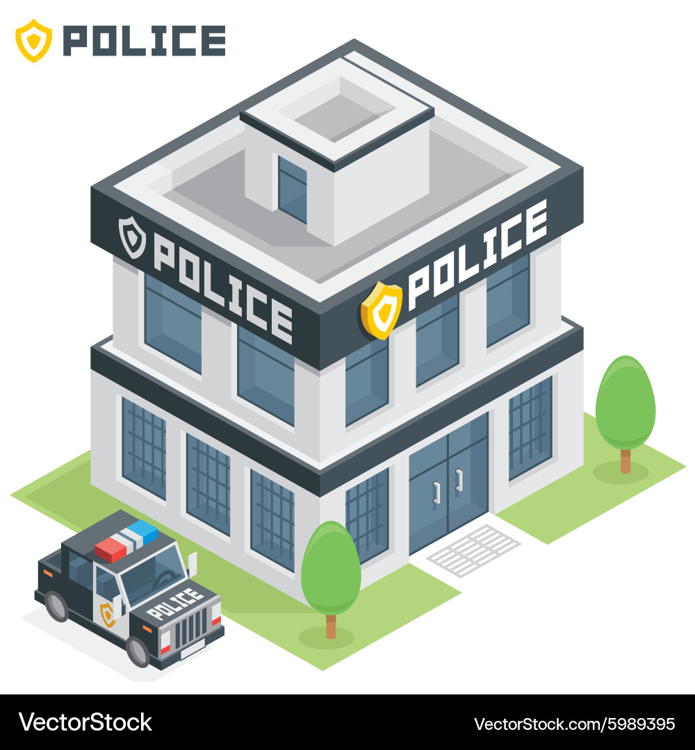 Police department building Royalty Free Vector Image