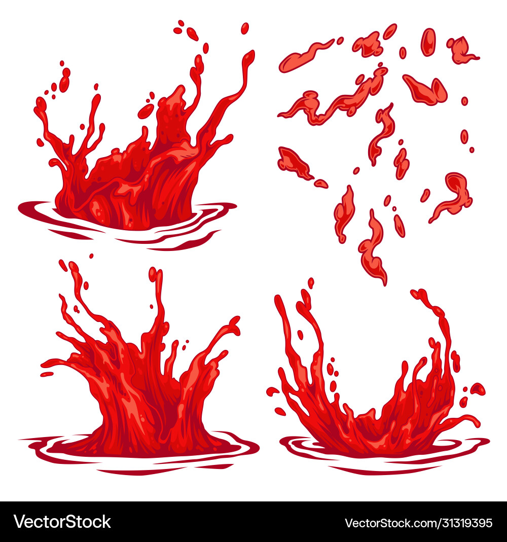 Red water splashes vintage collection Royalty Free Vector