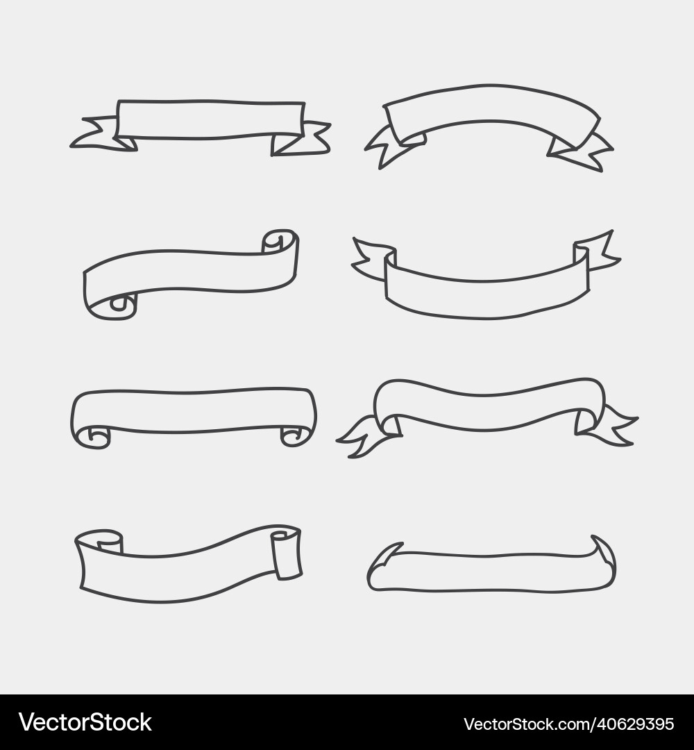 Set vintage hand draw banner Royalty Free Vector Image