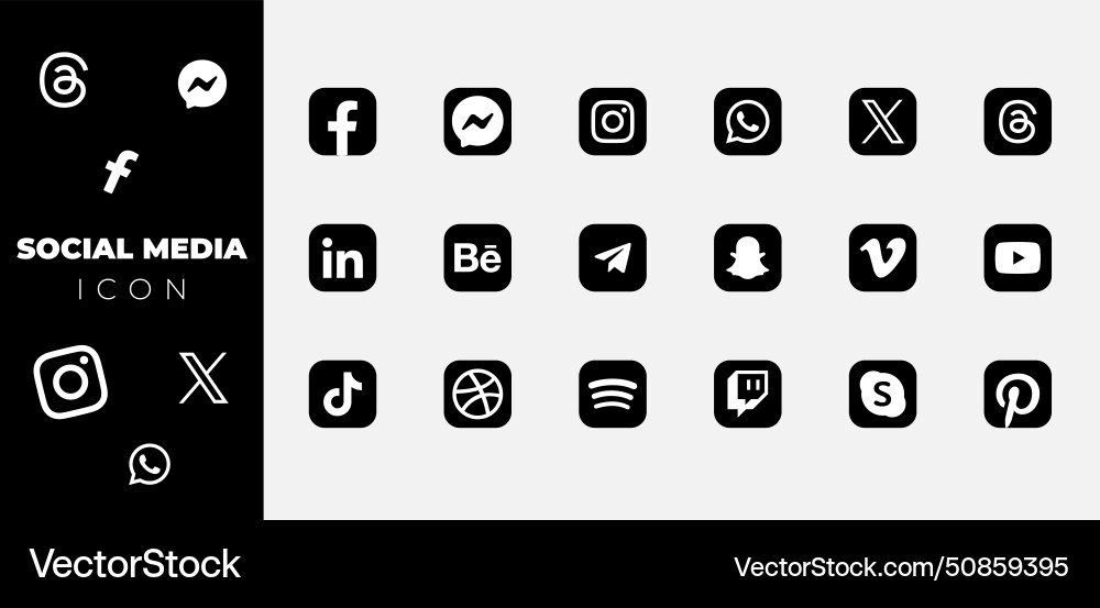 Social media icon set Royalty Free Vector Image