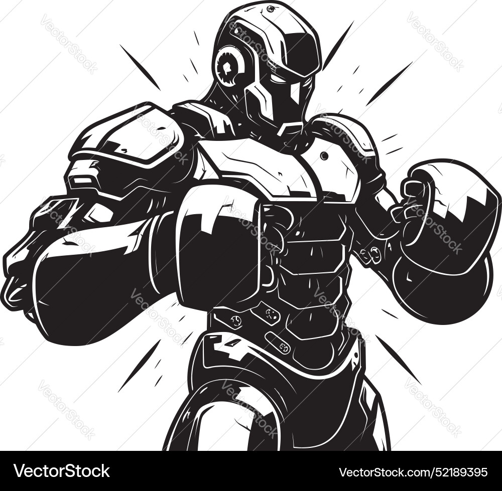 Titanium puncher robot boxer black logo design Vector Image